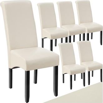 TecTake Lot de 6 Chaises de Salle &agrave; Manger Moderne Chaise Ergonomique Confortable Chaise Design en Cuir synth&eacute;tique Meuble Salon avec Pieds en Bois pour Salle