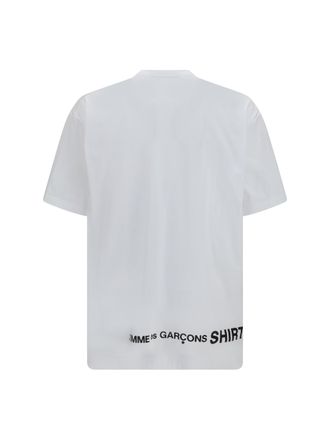 Comme Des Gar&ccedil;ons Mens Oversized Short-Sleeve Crewneck T-Shirt White Cotton T-Shirts And Polos