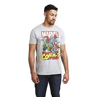 MARVEL T-Shirt Call Out pour Homme, Gris (Sport Grey Spot), S UK