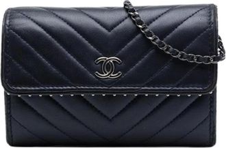 Chanel Portefeuille sur cha&icirc;ne Pre-owned - Femme - Pre-owned - Bleu - Taille: ONE Size