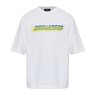 Dsquared2 Baumwoll-T-Shirt mit Logo - - Tops - Herren - Wei&szlig; - 3XL