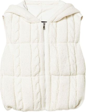 Twin-Set Wattierte Weste mit Zopfmuster - Wei&szlig;