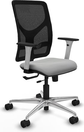 Piqueras y Crespo B&uuml;rostuhl mit R&uuml;ckenlehne und wei&szlig;en und schwarzen Armlehnen, h&ouml;henverstellbare Lendenwirbelst&uuml;tze, ausgestattet mit Syncro/Traslack und Schneideschau