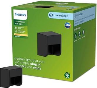 Philips Outdoor Niedervolt Grits Wandleuchte Erweiterung, 1x1,5W, 24V, 2700 Kelvin, IP67 wasserfest, schwarz