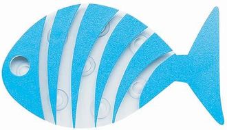 Spirella Duschmatte Badematte Badewanneneinlage Anti Rutsch Pads Fisch-5 Stück-antibakteriell rutschfest mit Saugnäpfen-Blau-ca. 10,5 x 16 cm, Blue, Large