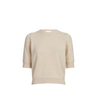 Molli Top Ecume &agrave; manches coudes en laine vierge et cachemire