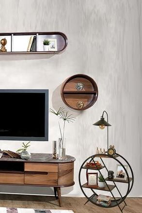 Opviq Industrial Floor Lamp with Metal Body & FIR Wood Bookstand, 165 cm Tall, Walnut Finish | E27 Socket, Max 40W | Stylish Lighting for Modern Spaces