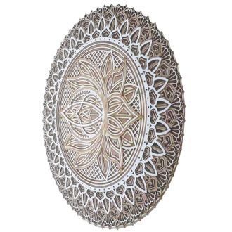 DOITOOL Metall Mandala Wanddekoration 30x30cm Runder Wandbehang mit Schichtweisem Blumenmuster Dekorative H&auml;ngedeko f&uuml;r Haus und Balkon