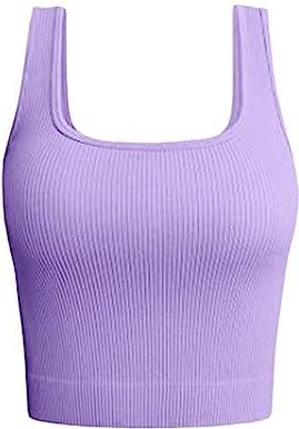 Generic D&eacute;bardeur de sport basique pour femme - En coton - Court - Sans manches - Col en U - Coupe ample - D&eacute;bardeur spaghetti - C&ocirc;tes fines - D&eacute;contract&eacute; - L