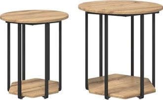 vidaXL Vidaxl - Beistelltisch-Set mit Regal 2 pcs Artisan Eiche und Schwarz