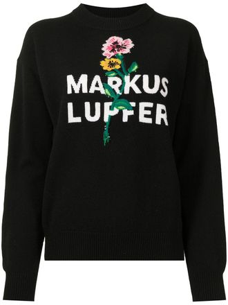Markus Lupfer pull en laine m&eacute;rinos &agrave; logo - Noir