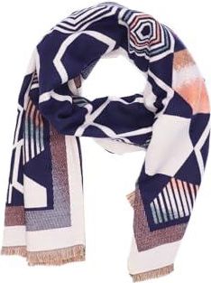 Queen Helena SC204 Écharpe dhiver souple avec motif décontracté pour femme, bleu, Taille unique