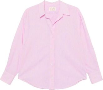 MC2 Saint Barth Femme, Blouses et Chemises, Rose, Taille: 36 FR 00810L Cotton Stripes Micro V Meet 21 Emb