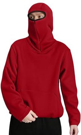 Generic 2026 Nouveau sweat &agrave; capuche solide pour homme Mode ample d&eacute;contract&eacute; unique pull v&ecirc;tements dext&eacute;rieur manteau, Rouge, XXL