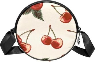 Generic Sac &agrave; bandouli&egrave;re Circle pour femme, petit sac &agrave; bandouli&egrave;re cerise avec fermeture &eacute;clair, bretelles r&eacute;glables, sac &agrave; main rond d&eacute;contract&eacute; pour femme