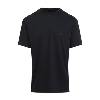 Giorgio Armani Blaues Baumwoll-Crew-Neck T-Shirt - - Tops - Herren - Schwarzk - XL