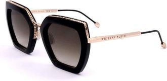 Philipp Plein Femme, Accessoires, Noir, Taille: ONE Size Metal Frame Rectangular Lunettes de soleil
