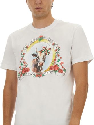 Moschino Logo-Print Cotton T-Shirt - White