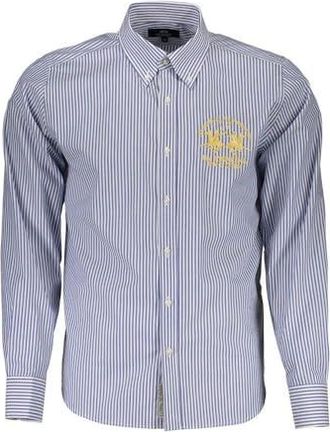 La Martina Chemise &eacute;l&eacute;gante &agrave; manches longues en coton bleu pour homme, bleu, Taille L