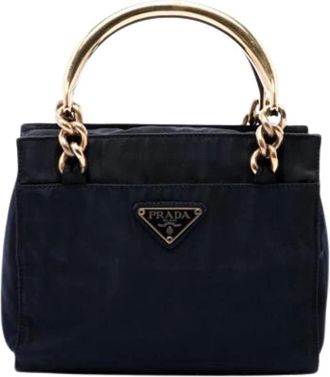 Prada Sac &agrave; main vintage en nylon pr&eacute;-poss&eacute;d&eacute; - Femme - Pre-owned - Bleu - Taille: ONE Size