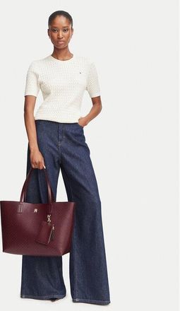 Tommy Hilfiger Handtasche Th Icon Tote Mono AW0AW19004 Dunkelrot