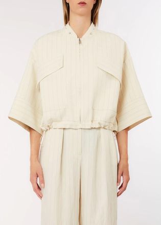 Liu Jo Femme, Vestes, Beige, Taille: 36 FR Veste Orn&eacute;e &agrave; Rayures