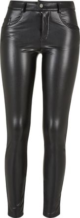 Urban Classics Ladies Mid Waist Synthetic Leather Pants Frauen Kunstlederhose schwarz W28L30