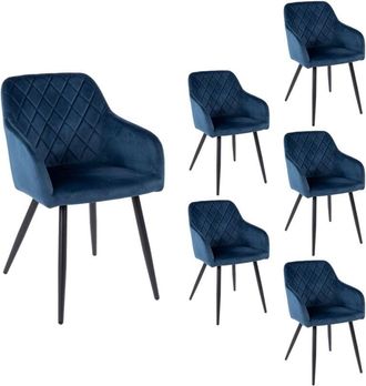 M&S Collection M&s - Lot de 6 chaises 59x56x82 cm en velours bleu - velvet