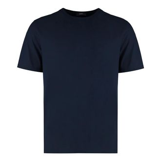 Herno Baumwoll-T-Shirt mit Rundhalsausschnitt - - Tops - Herren - Blau - XL