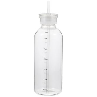 Cabilock 1satz Glasbecher Mit Strohhalm Und Deckel Hochborosilikatglas F&uuml;r Getr&auml;nke Tragbarer Trinkbecher F&uuml;r Tee Saft Und Wasser Einfach Zu Reinigen Und Viels