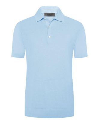 Ferrante Unifarbenes Poloshirt aus &auml;gyptischer Baumwolle in Reiskornstruktur in