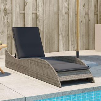 vidaXL Vidaxl - Chaise longue avec coussin gris 60x205x73 cm r&eacute;sine tress&eacute;e