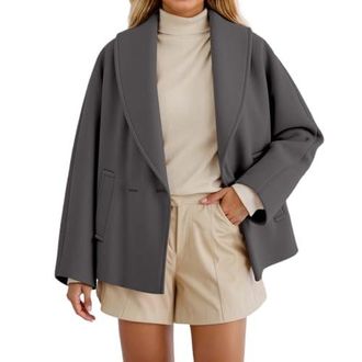 Generic Veste Femme Chic Et Elegant Manteau court crois&eacute; d&eacute;contract&eacute; pour femme avec col trench l&eacute;ger pour mode dautomne et v&ecirc;tement ext&eacute;rieur confortable (Gr