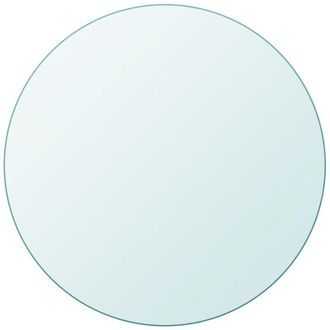 vidaXL Vidaxl - Dessus de table ronde en verre tremp&eacute; 800 mm - &Eacute;paisseur 10 mm - Compatible tables modernes et classiques - Facile &agrave; nettoyer