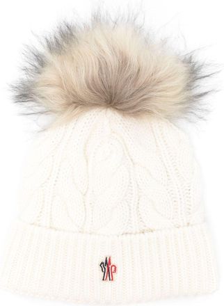Moncler Beanie mit Pompon-Detail - Weiß