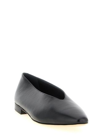 Jimmy Choo London Womens Black Leather Ballet Flats
