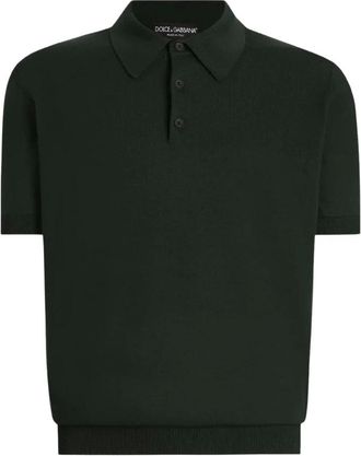 Dolce & Gabbana Homme, Tops, Vert, Taille: M Polo en maille ajour&eacute;e