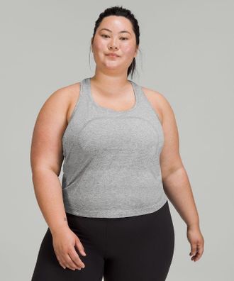 lululemon Swiftly Tech Tanktop mit Racerback 2.0 Taillenlänge für Frauen - Größe 12 in Slate/White