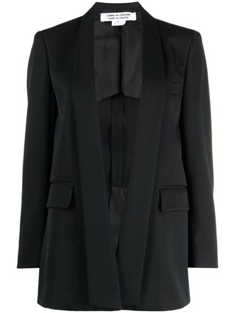 Comme Des Garçons blazer en laine à design ouvert devant - Noir