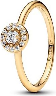 Pandora Bague pour femme avec pavé rond auréole dorée 163554C01, 56/17,8, Argent sterling, Zircone cubique
