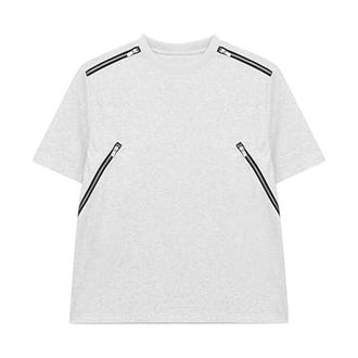 Generico Luffian T-shirt d&eacute;t&eacute; pour homme avec fermeture &eacute;clair et manches courtes, gris clair, M