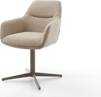 DELIFE Drehstuhl Pejo-Flex Materialmix Schlamm Fu&szlig;kreuz Effektfinish Titan 360&deg; drehbar Taschenfederkern, Esszimmerst&uuml;hle