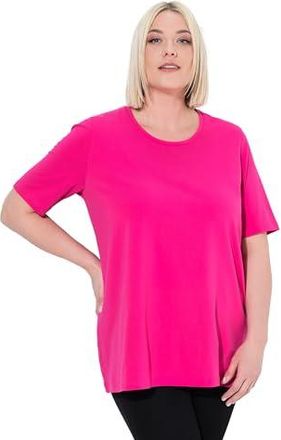 Ulla Popken Femme Grandes Tailles T-Shirt, Ligne A, Manches Courtes Rose Vif Magenta 46+ 807264528-46+