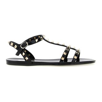 Valentino Garavani Rockstud flache Gummi-Sandale - - Shoes - Damen - Schwarzk - 36 EU