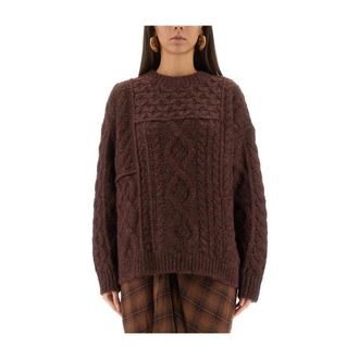 Isabel Marant Pullover mit Zopfmuster und Rundhalsausschnitt - - Knitwear - Damen - Rot - S