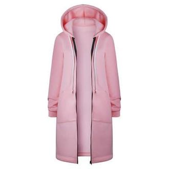 Generic Forcipower Sweat &agrave; capuche d&eacute;contract&eacute; zipp&eacute; en polaire pour femme, sweat &agrave; capuche d&eacute;contract&eacute; zipp&eacute; en polyester, poches lat&eacute;rales, rose, 5XL