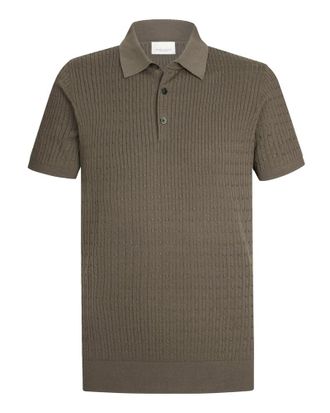 Profuomo Strick-Poloshirt mit Tencel in Zopfstrickmuster in