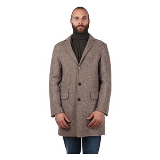 AT.P. CO Brauner Wollmischung Hahnentritt Mantel - - Coats - Herren - Grau - XL