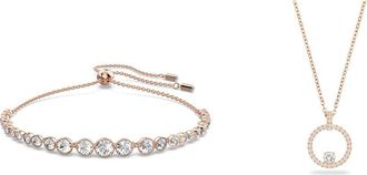 Swarovski Emily Armband, Weiss & Creativity Anhänger, Rund, Weiss, Roségold-Legierungsschicht