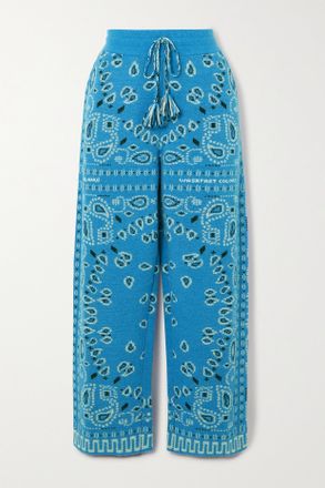 Alanui Bandana Hose Mit Weitem Bein Aus Jacquard Aus Einer Wollmischung - Blau